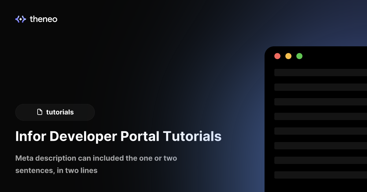 Infor Developer Portal Tutorials